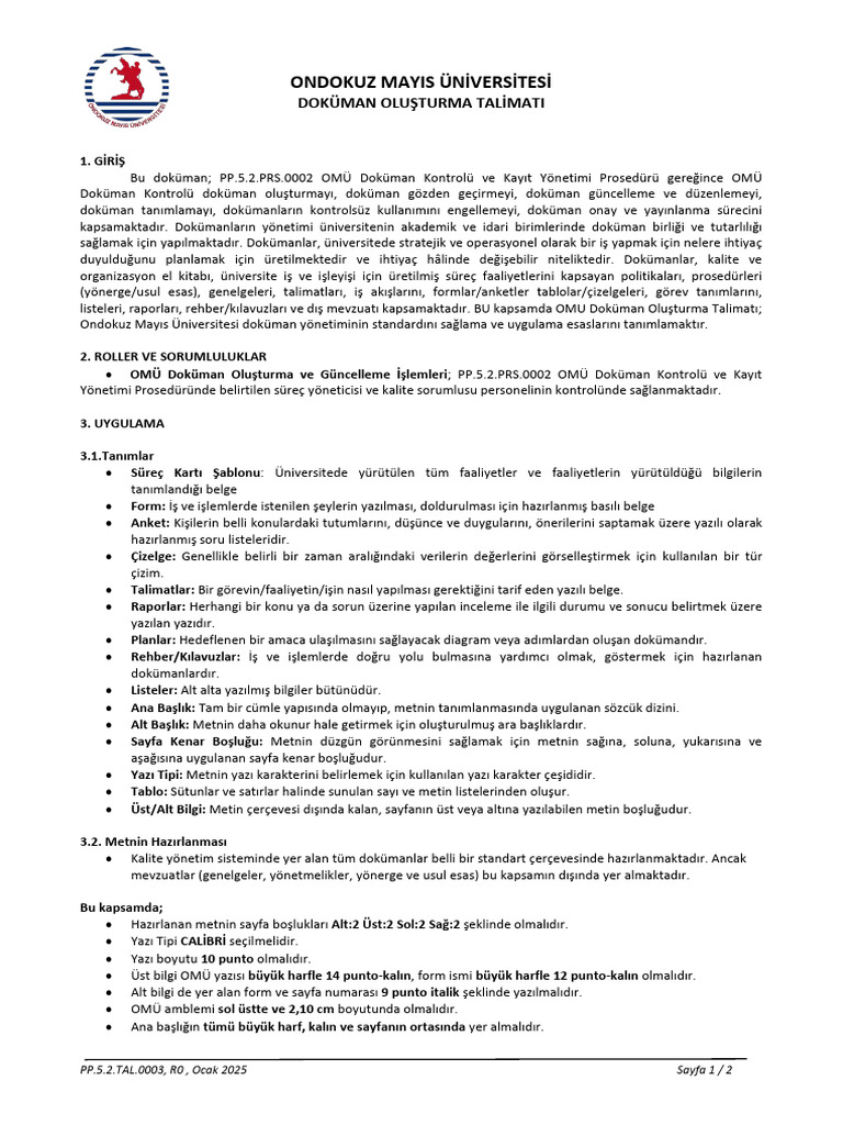 Pp.5.2.tal.0003 Dokuman Olusturma Talimati-R1 | PDF