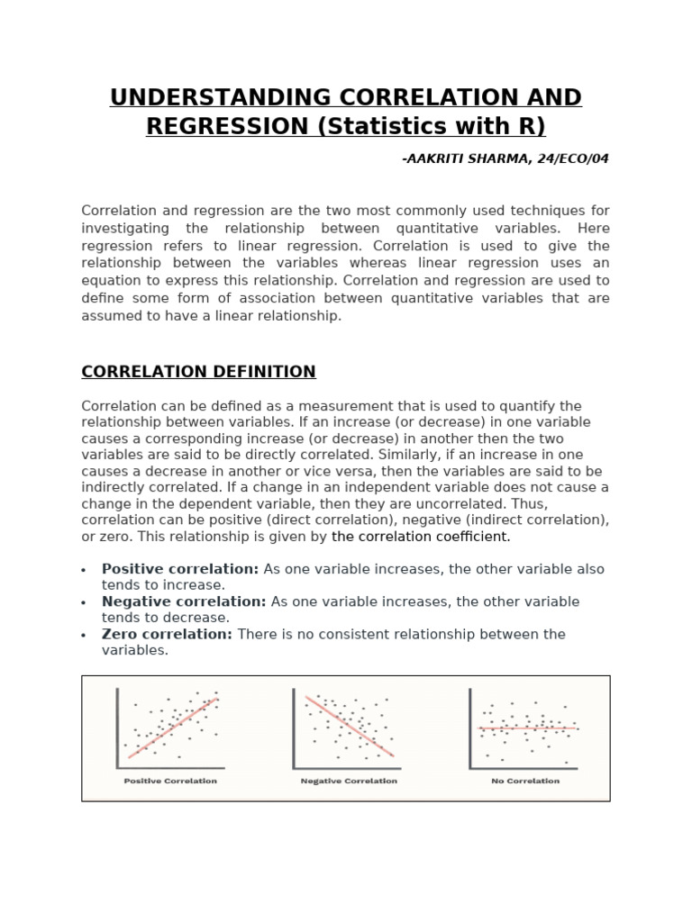 UNDERSTANDING CORRELATION AND REGRESSION | PDF | Linear Regression | Regression Analysis