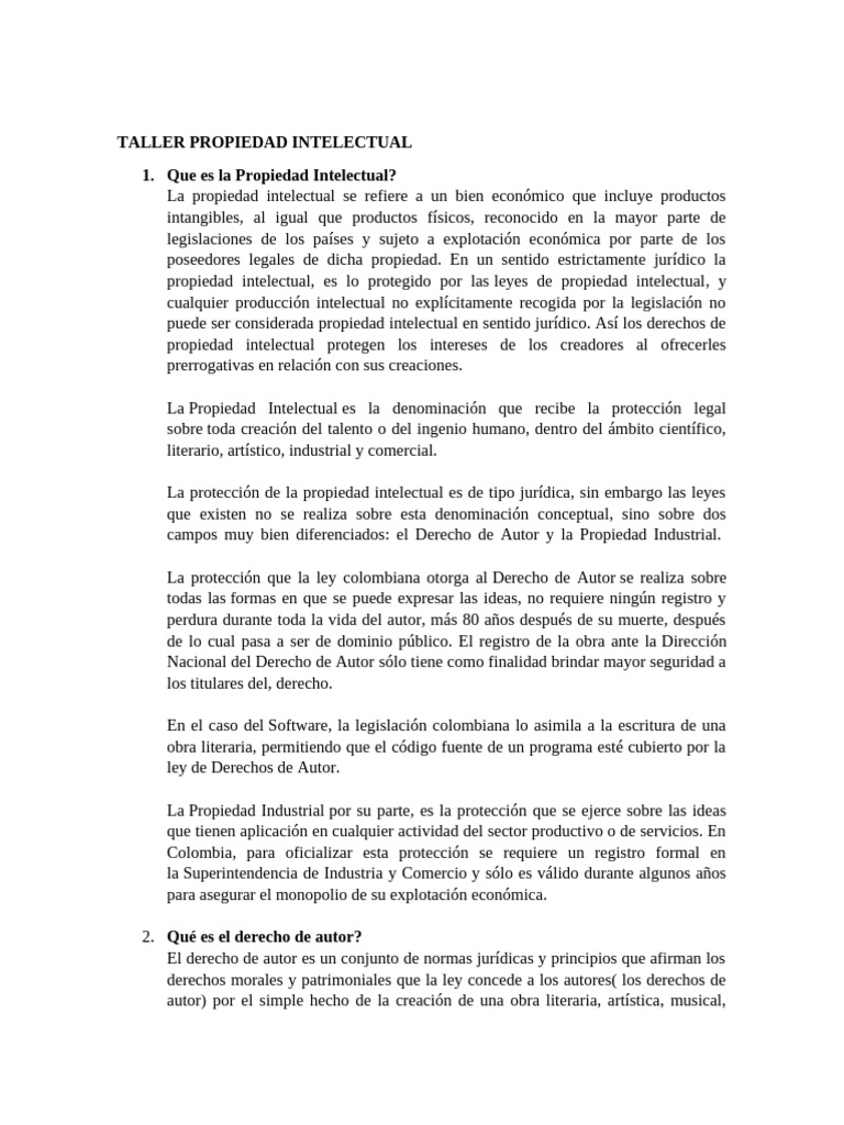 Propiedad Intelectual en Colombia | PDF | Propiedad intelectual ...