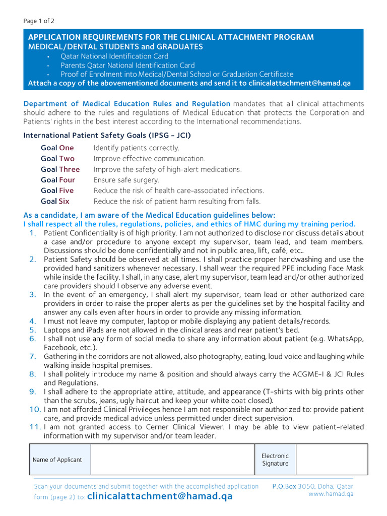 Clinical Attachment Application Form 2024 | PDF