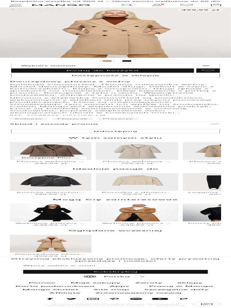 Dwurzędowy Płaszcz Z Wełny - Kobieta Mango Polska | PDF