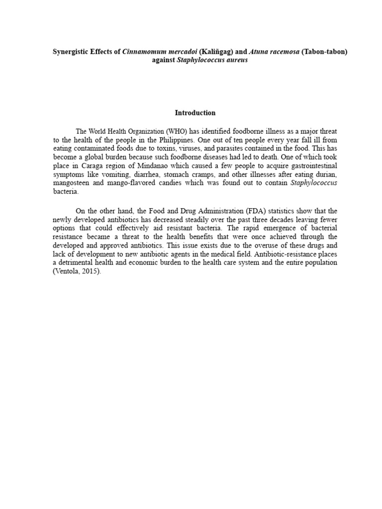 Antibacterial Synergy of Cinnamomum and Atuna | PDF