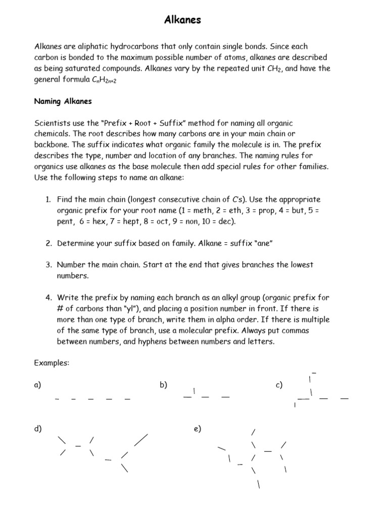 Alkanes Notes and Naming | PDF | Alkane | Methyl Group