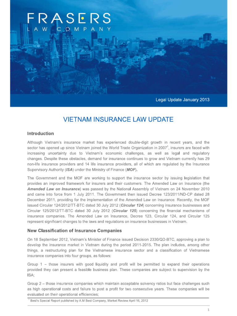VIETNAM INSURANCE LAW UPDATE | PDF