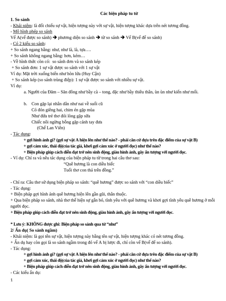 Các Biện Pháp Tu Từ - Lí Thuyết | PDF