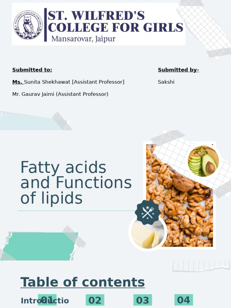Fatty Acids and Lipid Functions Explained | PDF | Lipid | Fatty Acid