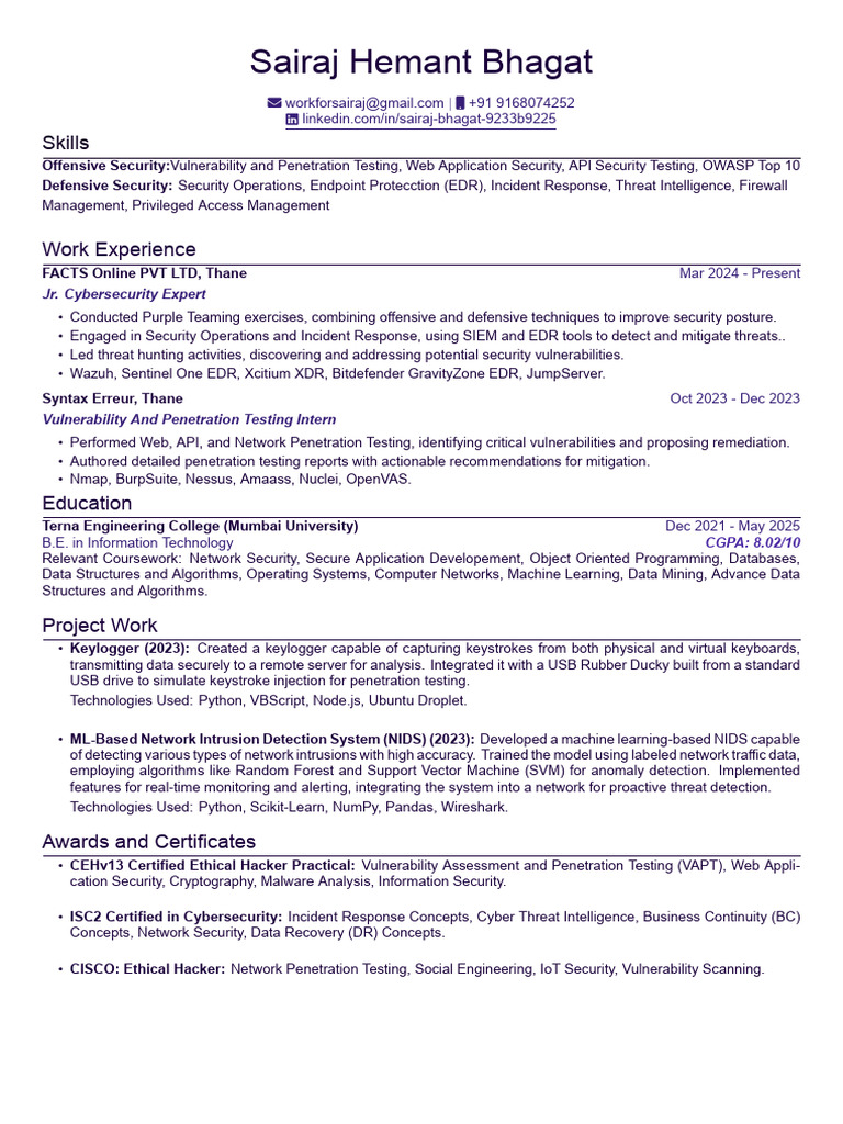 Ashish Pratap Singh Resume Copy | PDF | Security | Computer Security