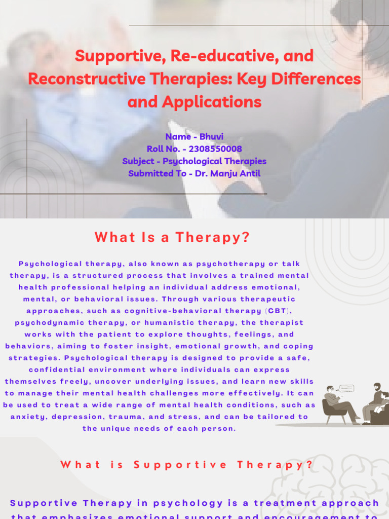 Supportive and Re-educative Therapies | PDF | Psychotherapy | Cognitive ...