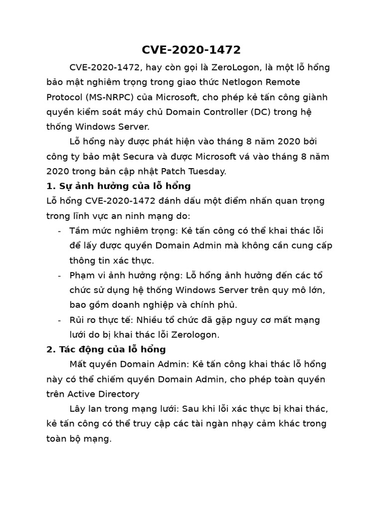 Cve 2020 1472 | PDF