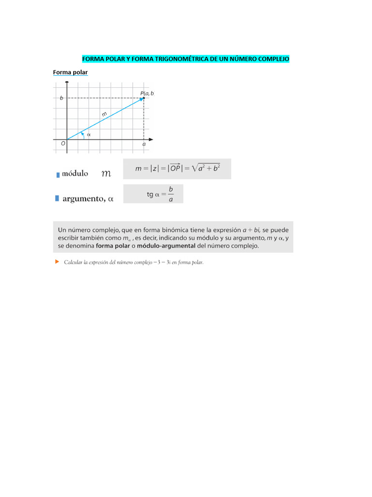 Forma Polar y Trigonométrica de Números Complejos | PDF