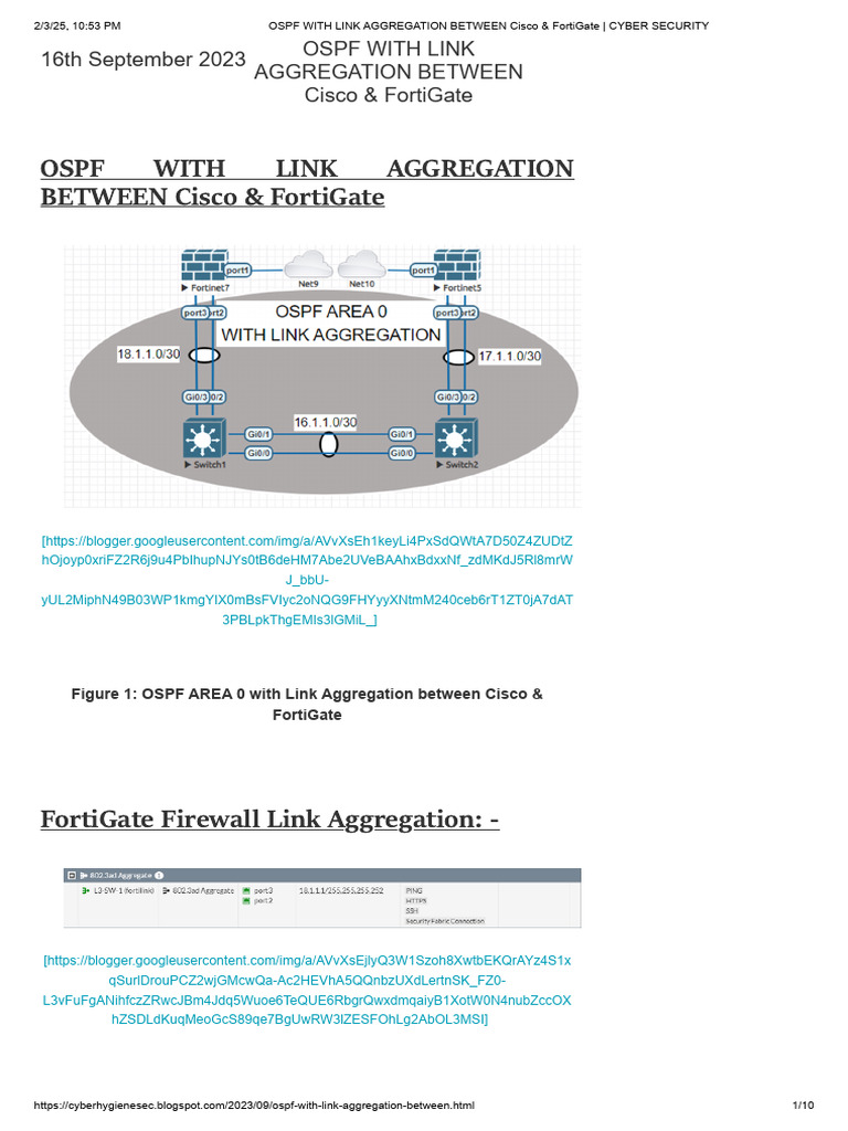 OSPF WITH LINK AGGREGATION BETWEEN Cisco & FortiGate - CYBER SECURITY | PDF | Telecommunications ...