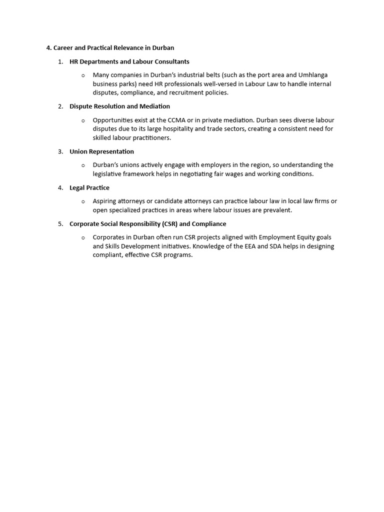 Career and Practical Relevance in Durban | PDF