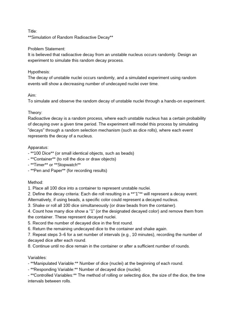Simulation of Random Radioactive Decay | PDF | Radioactive Decay | Atomic Nucleus