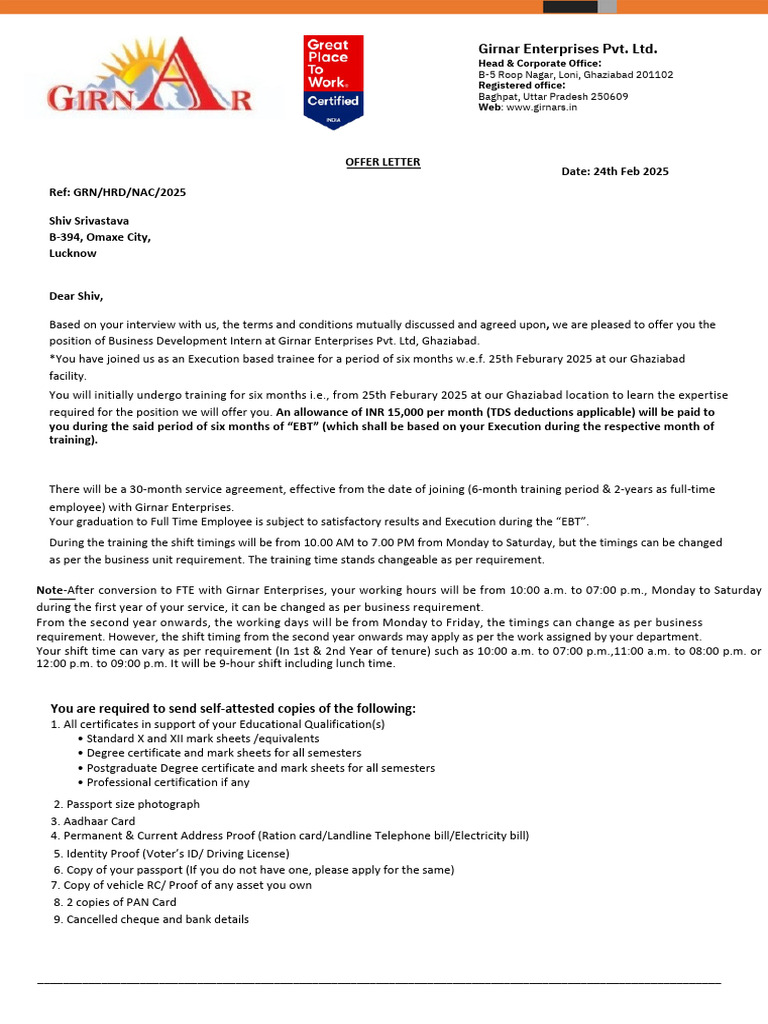 offer letter.pdf (1) | PDF | Access Control | Authentication