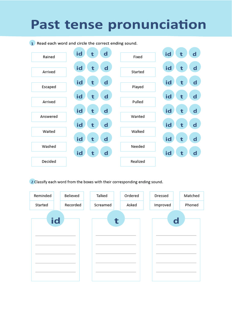 Simple Past Tense Pronunciation Regular Verbs | PDF
