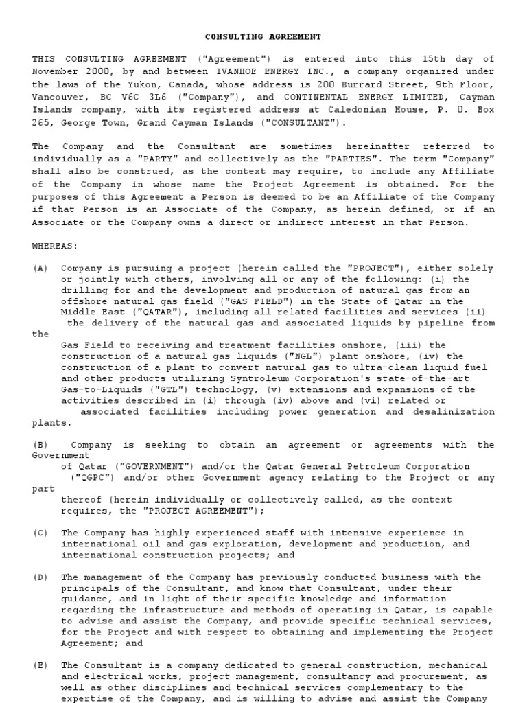 Project Consulting Agreement | PDF | Arbitration | Assignment (Law)