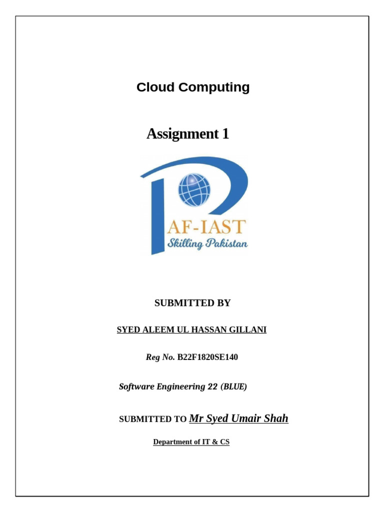 Syed Aleem A1 Cloud Computing | PDF | Cloud Computing | Computing