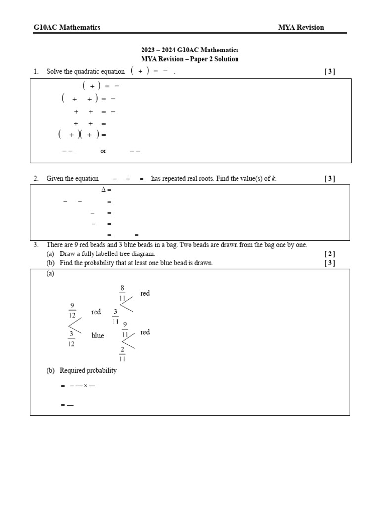 Kami Export - MYA Revision - Paper 2 - Solution | PDF | Equations | Number Theory
