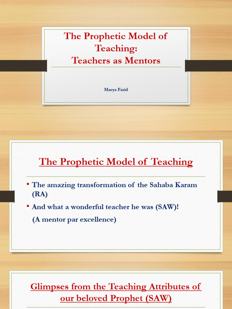 The Prophetic Model of Teaching-Teachers As Mentors | PDF | Mentorship ...