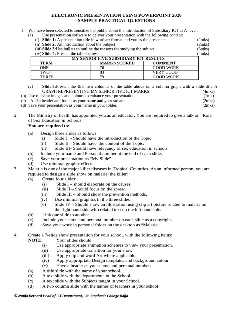 2020 April ICT S6 POWERPOINT PRACTICAL QUESTIONS | PDF | Computing