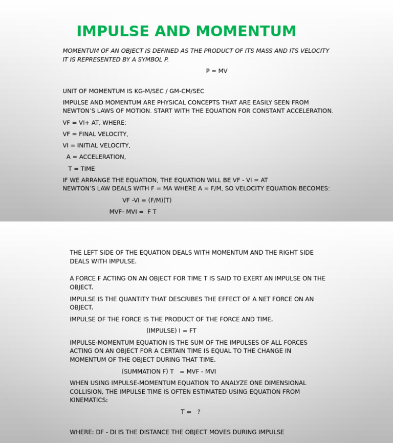 Impulse and Momentum Explained | PDF