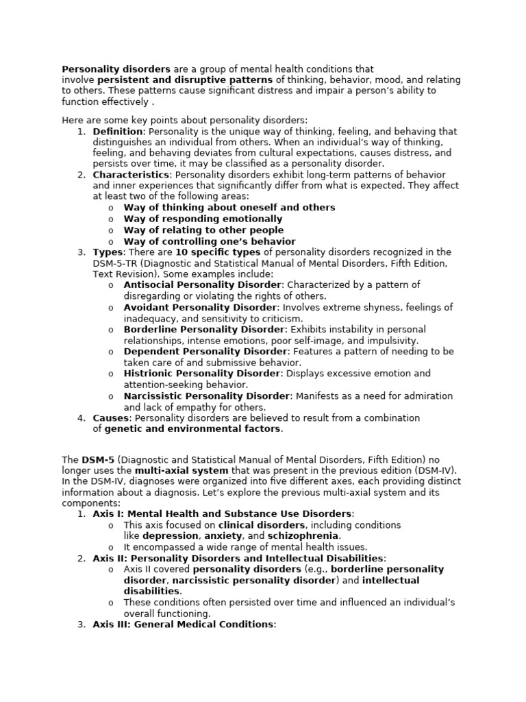Personality Disorders Notes | PDF | Personality Disorder | Mental Disorder