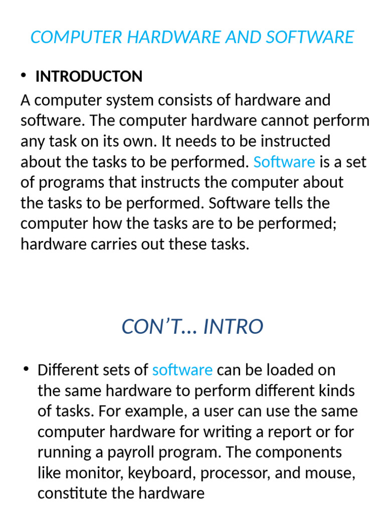 Unit 3 Computer Hardware and Software | PDF | Computer Data Storage | Byte