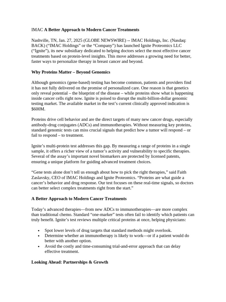 IMAC A Better Approach To Modern Cancer Treatments | PDF | Cancer ...