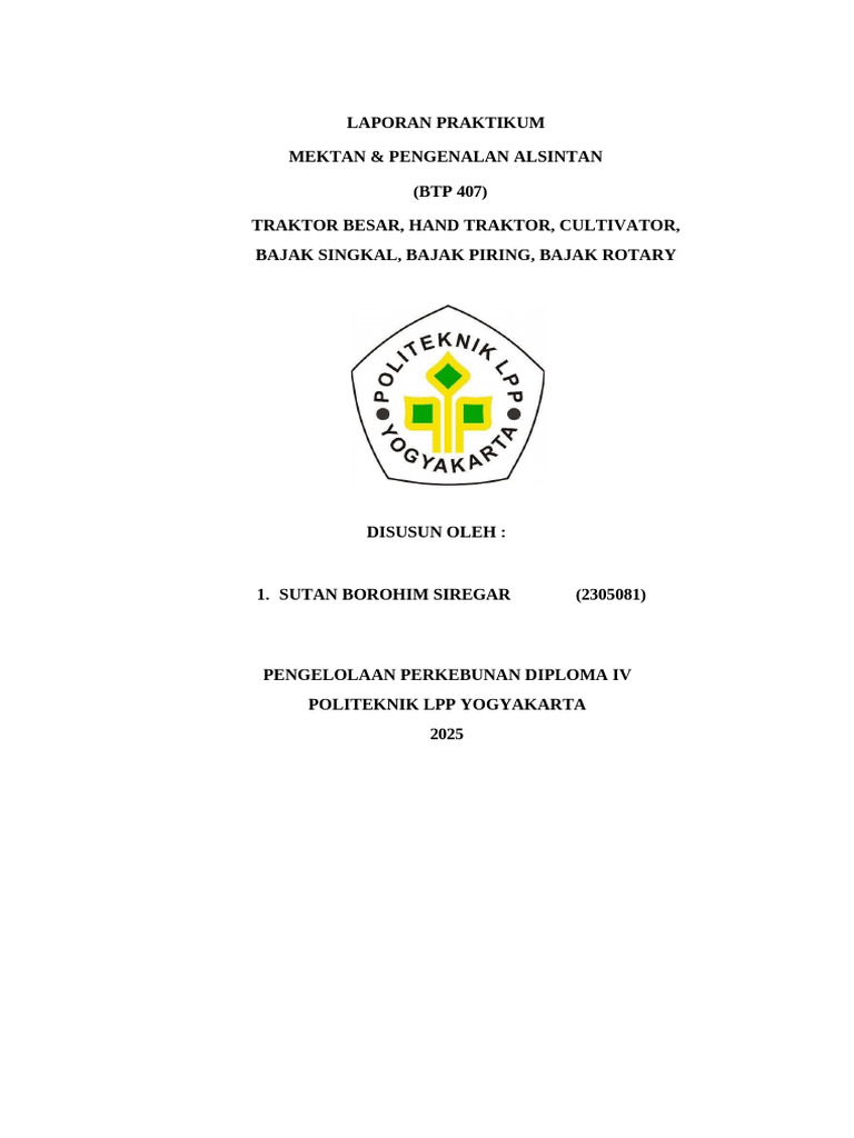 Praktikum Mektan dan Alsintan 2025 | PDF