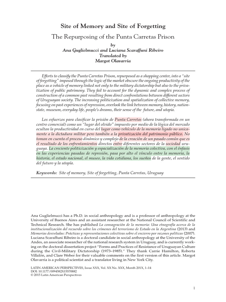 Punta Carretas: Memory vs. Market | PDF | Memory | Uruguay