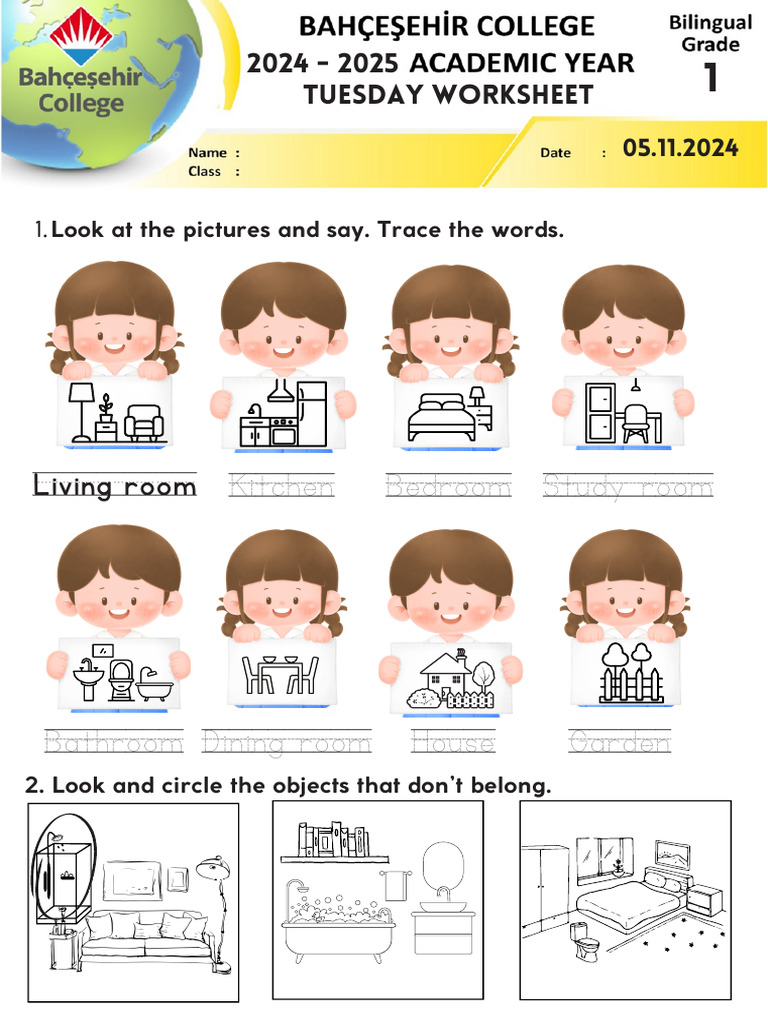 Grade 1 Tuesday Worksheet | PDF