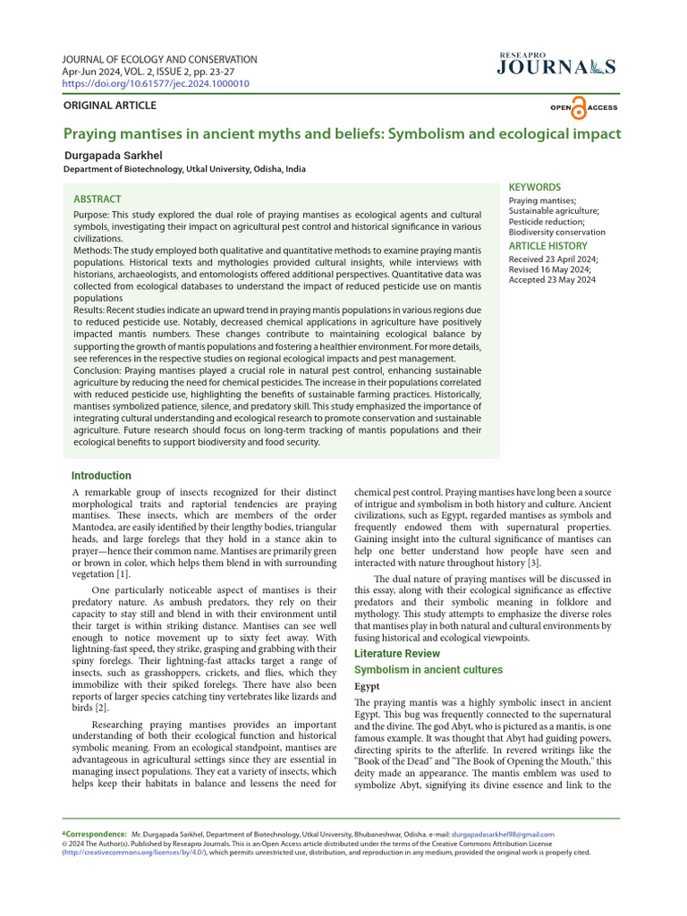 Praying Mantises in Ancient Myths and Beliefs Symbolism and Ecological ...