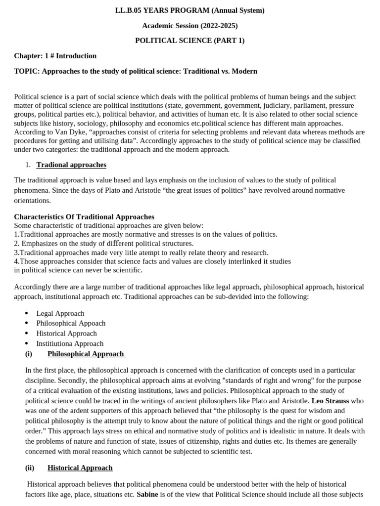 Political Science Study Approaches Explained | PDF | System | Science
