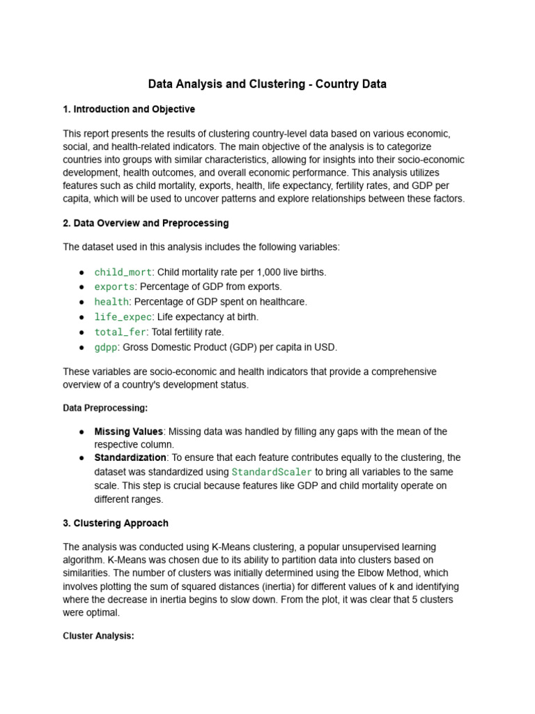 UnsupervisedML project - country cluster analysis (1) | PDF | Cluster Analysis | Gross Domestic ...