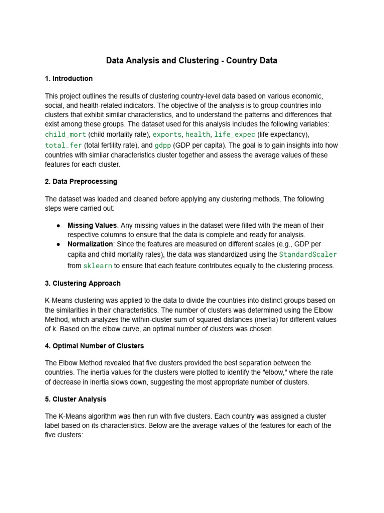 UnsupervisedML Project - Country Cluster Analysis | PDF | Cluster Analysis | Principal Component ...