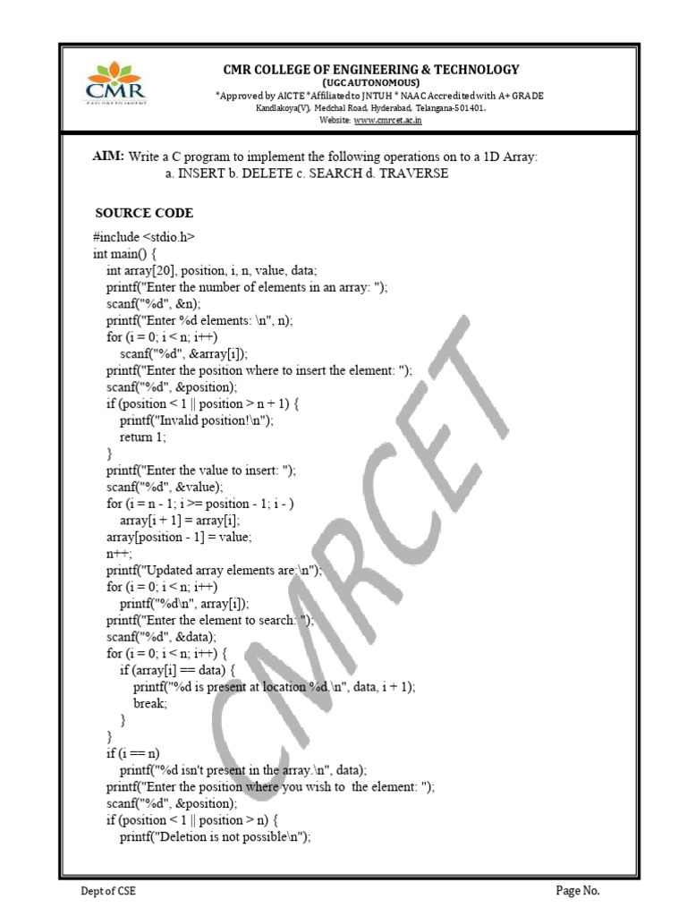 C Program for Array and Linked List Operations | PDF | Queue (Abstract ...
