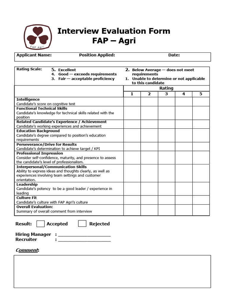 Candidate Evaluation Form | PDF