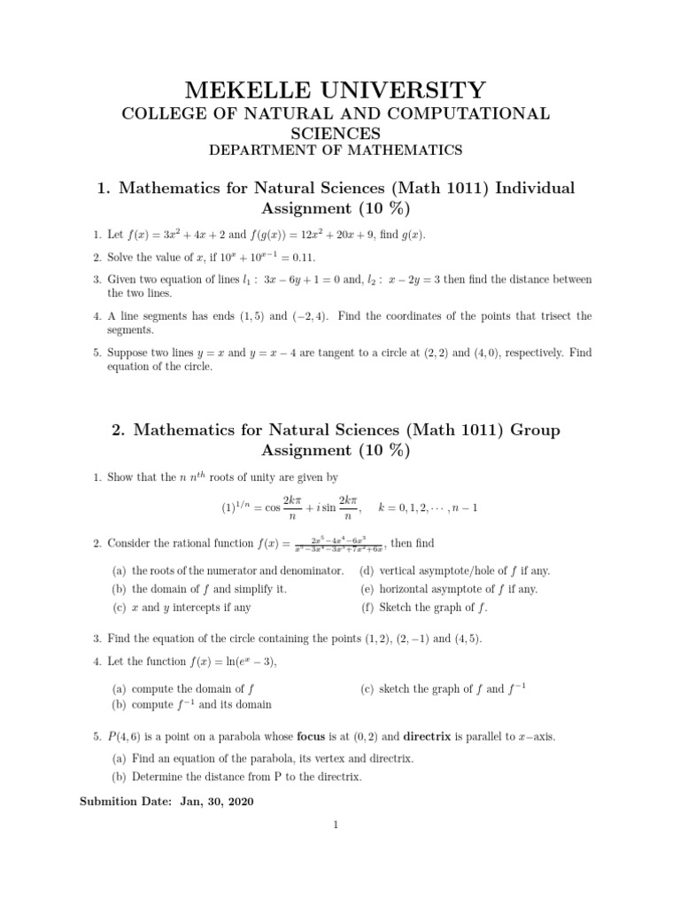 Math For NS Assignment 5 (MkU) | PDF