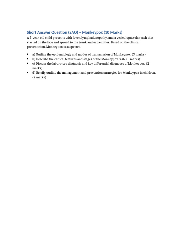 Monkeypox SAQ | PDF