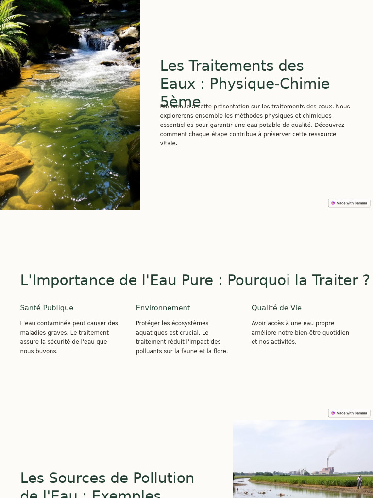Les Traitements Des Eaux Physique Chimie 5eme | PDF | Eau | la pollution