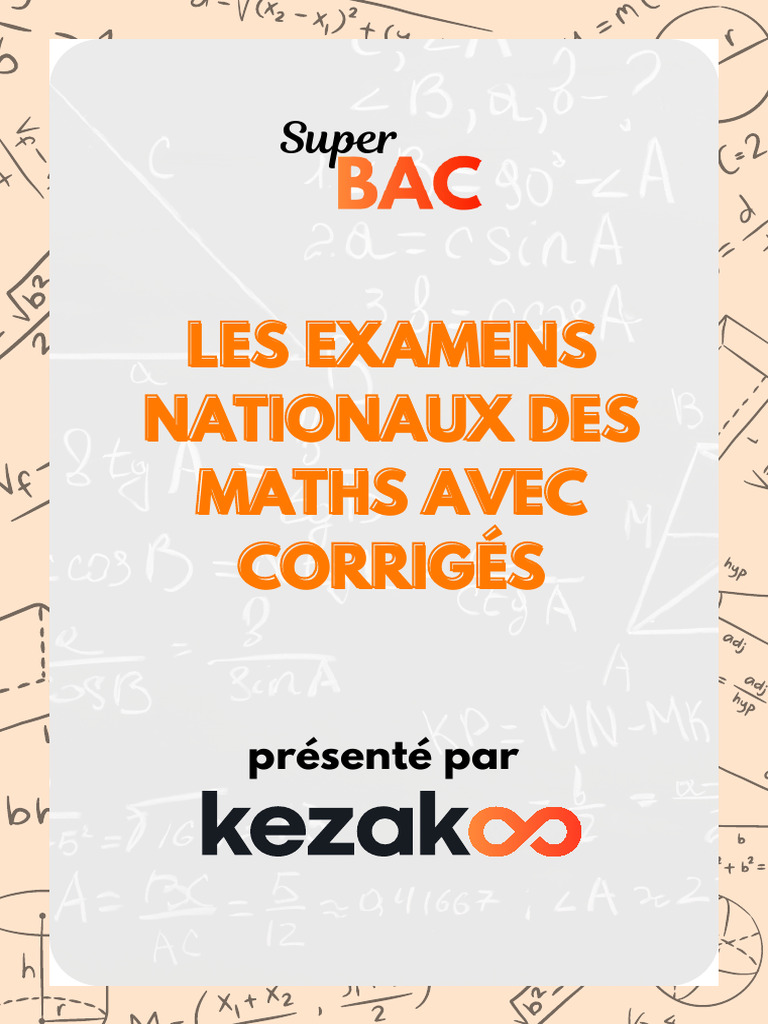 Corrigés des Examens Nationaux de Maths | PDF | Coordonnées ...