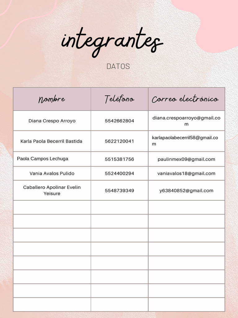 Documento A4 Lista de Clientes Orgánico Rosa Pastel | PDF