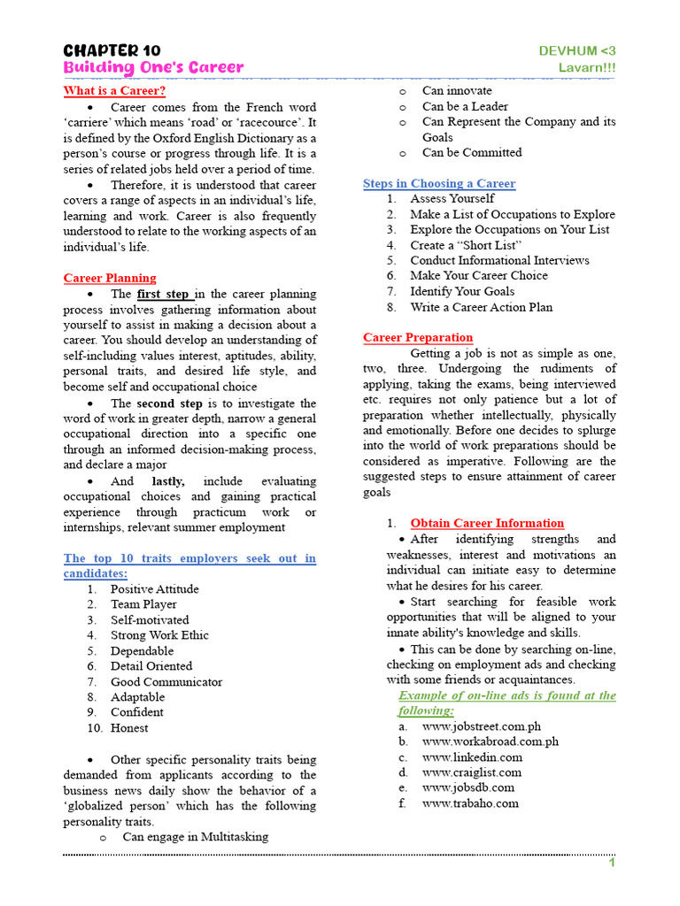 C10 BUILDING ONE’S CAREER | PDF