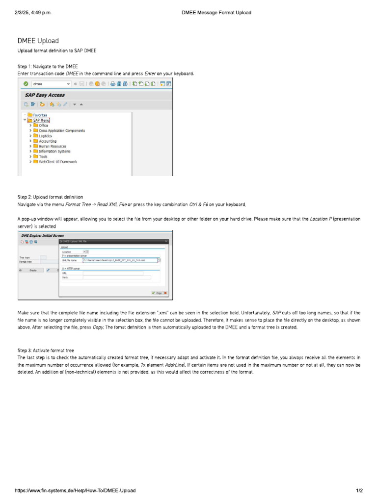 Upload Format Definition To SAP DMEE | PDF