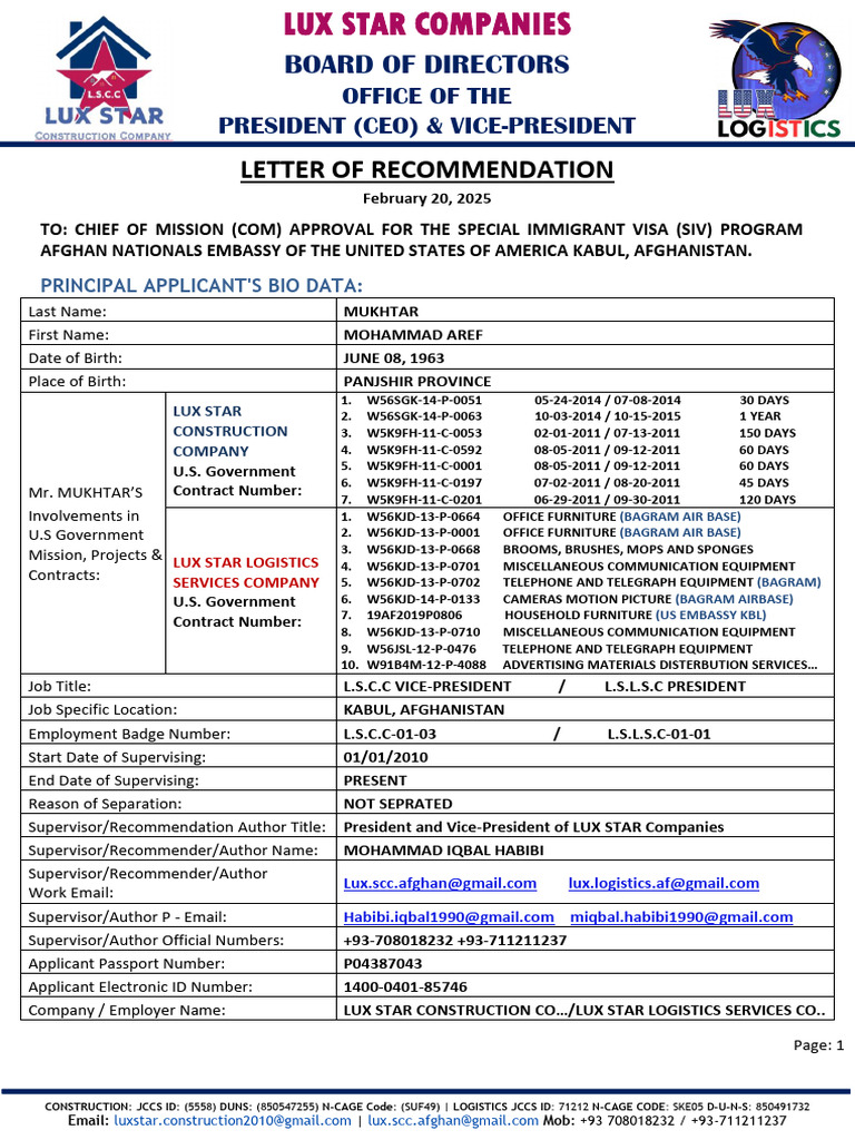 Recommendation Letter - Mukhtar Mohammad Aref | PDF