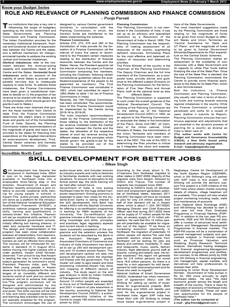 Role and Relevance of Planning Commission Fin Comm Employment News ...