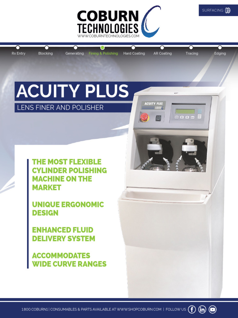 Coburn Acuity Plus Finer and Polisher | PDF | Mechanical Engineering ...