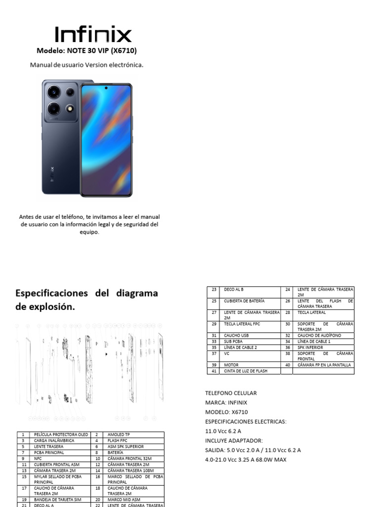 Infinix NOTE 30 VIP X6710 Manual de Usuario Web 2023F | PDF | Residuos ...