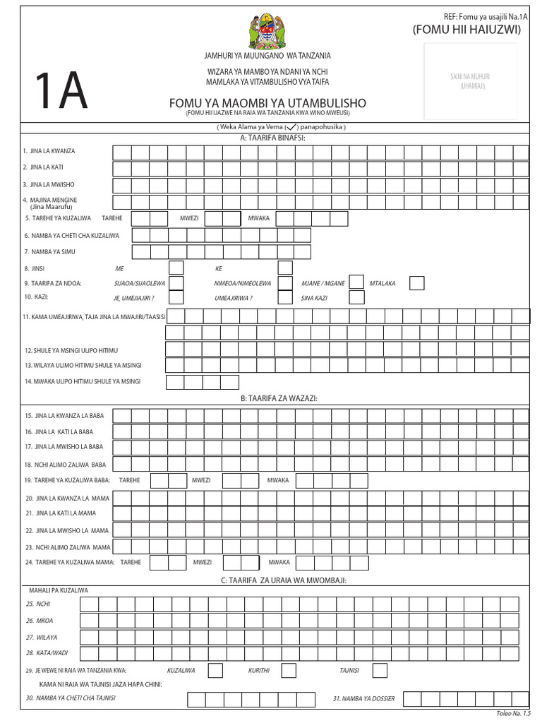 Citizen Application Form Nida | PDF