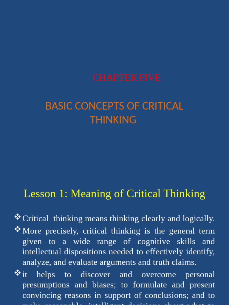 critical thinking-chapter five | PDF | Critical Thinking | Argument